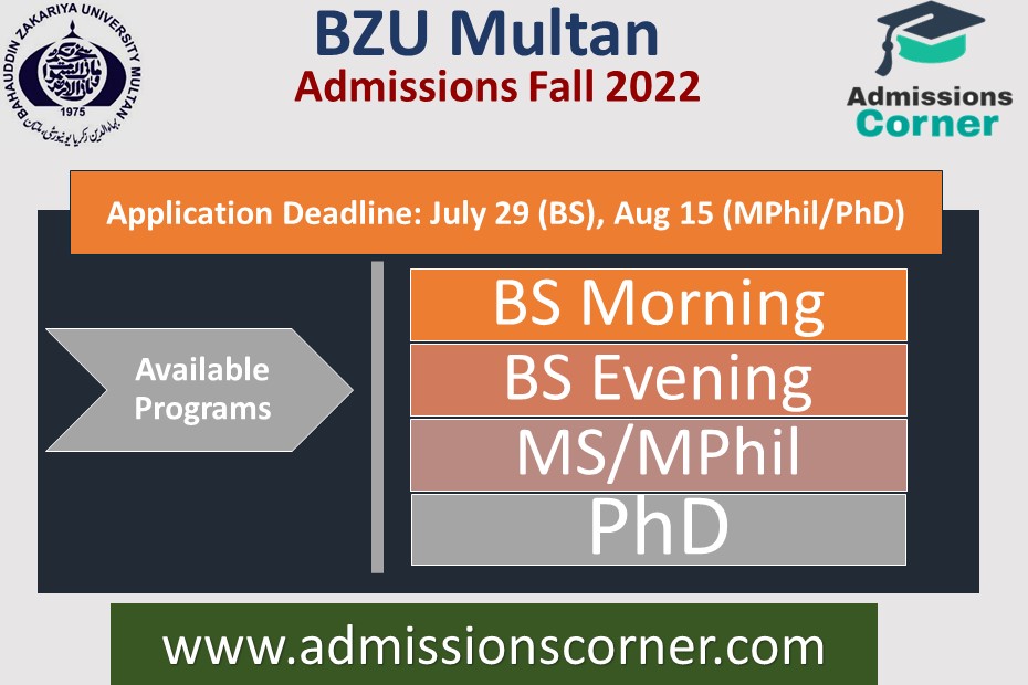BZU Multan MPhil PhD Admissions Fall 2022 - Admissions Corner BZU Multan MPhil PhD Admissions Fall 2022 - Admissions Corner